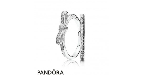Women's Pandora Loving Bow Ring Stack Jewelry-England Pandora Stack